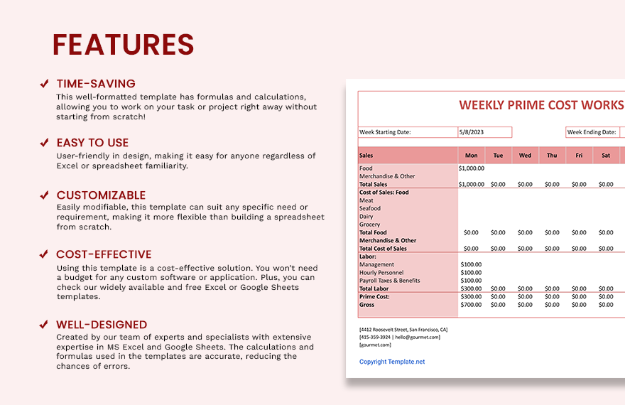 Weekly Prime Cost Worksheet Template - Download in Word, Google Docs ...