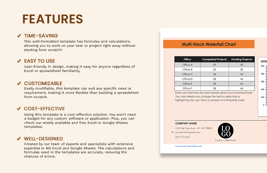 Multi-Stack Waterfall Chart - Google Sheets, Excel | Template.net