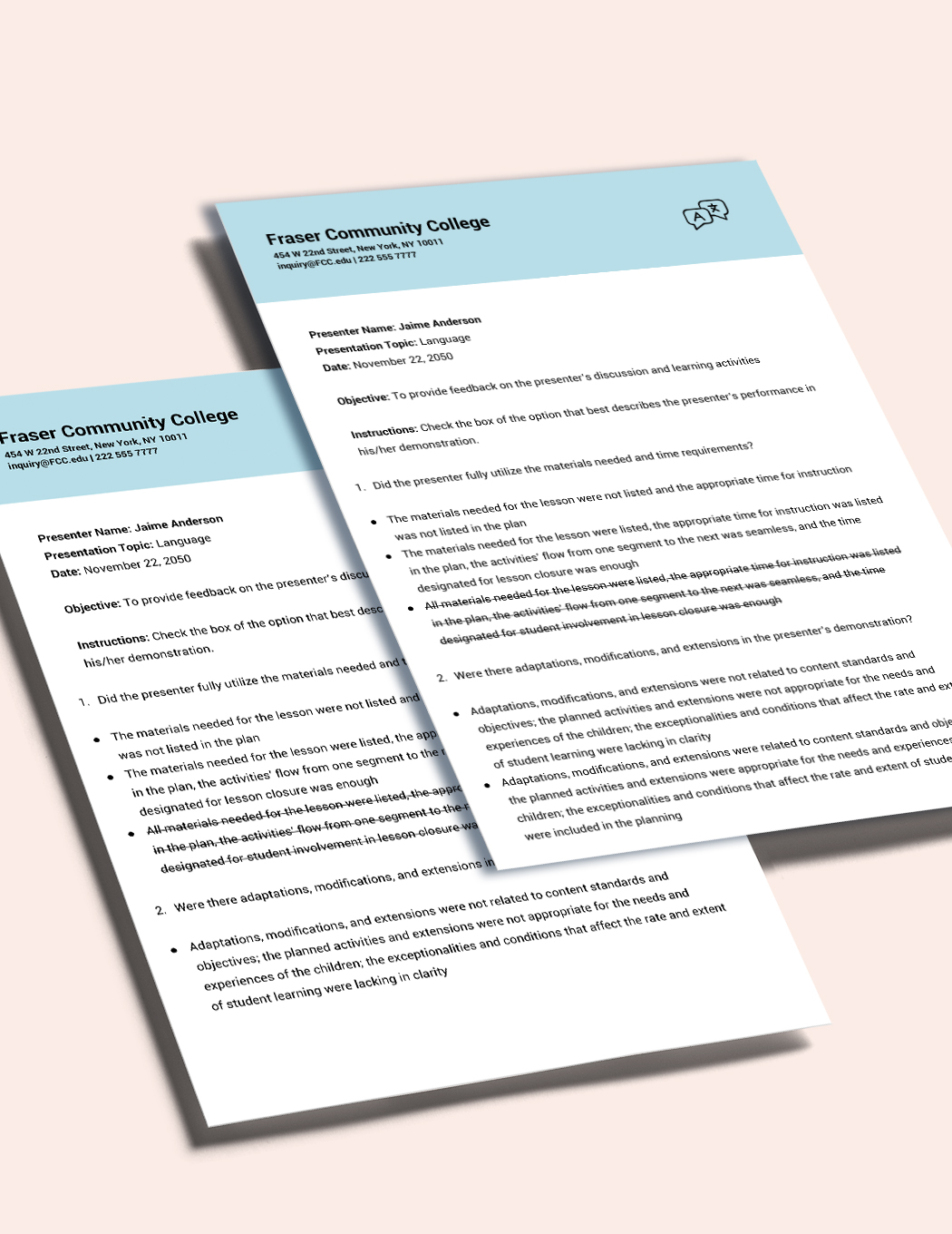 Free Lesson Evaluation Example Download In Word Google Docs Template
