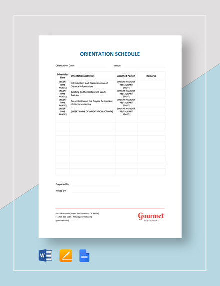12+ Orientation Schedule Templates & Samples - Docs, PDF