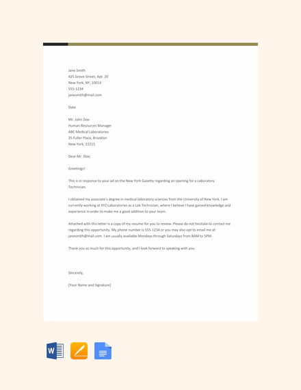 Cover Letter Template Editable Online Cover Letter Library