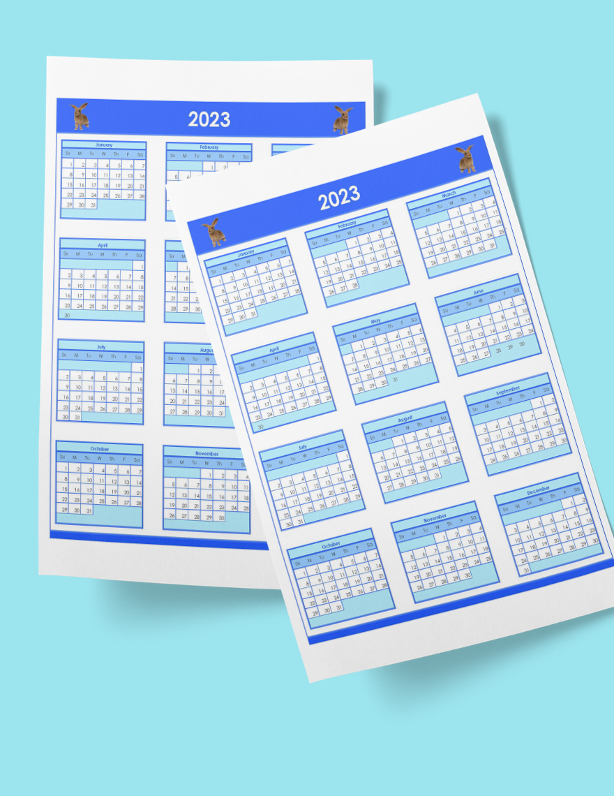 Yearly Calendar Template - Google Sheets, Excel | Template.net