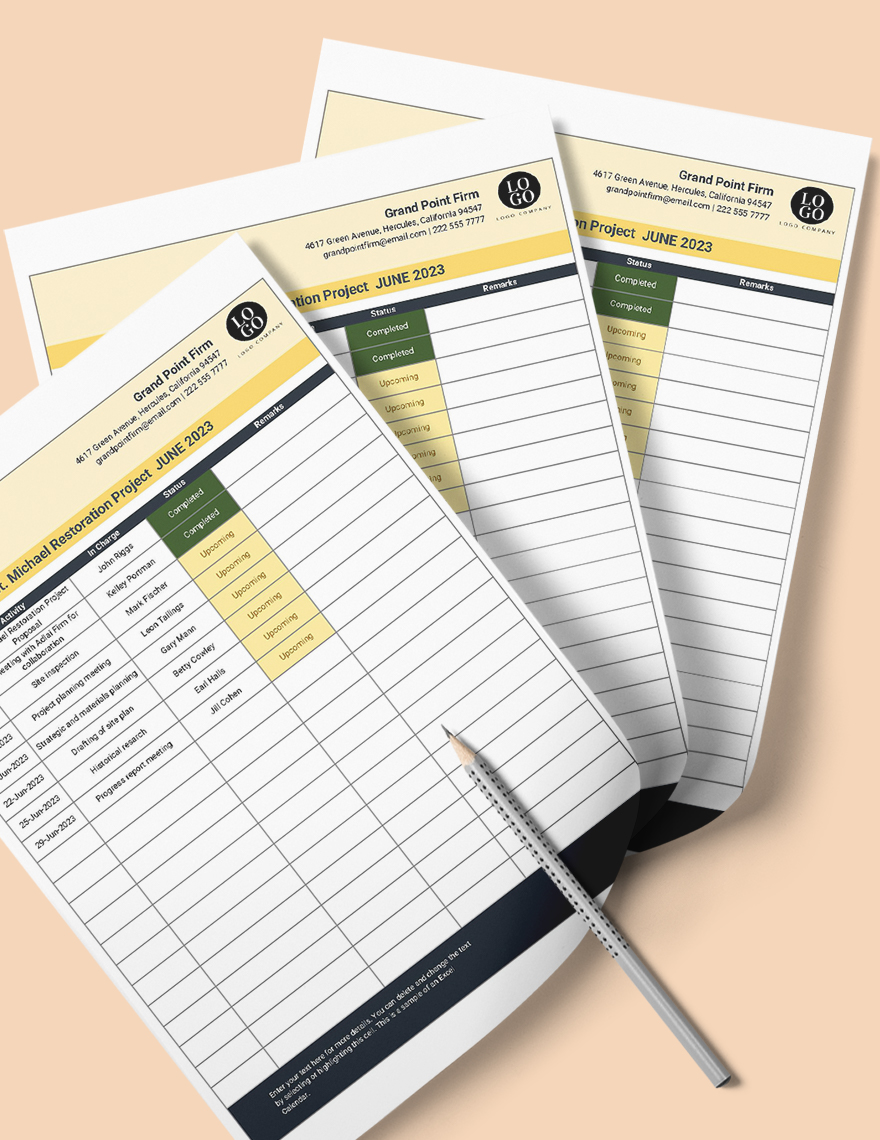 Project Calendar Google Sheets Excel Template