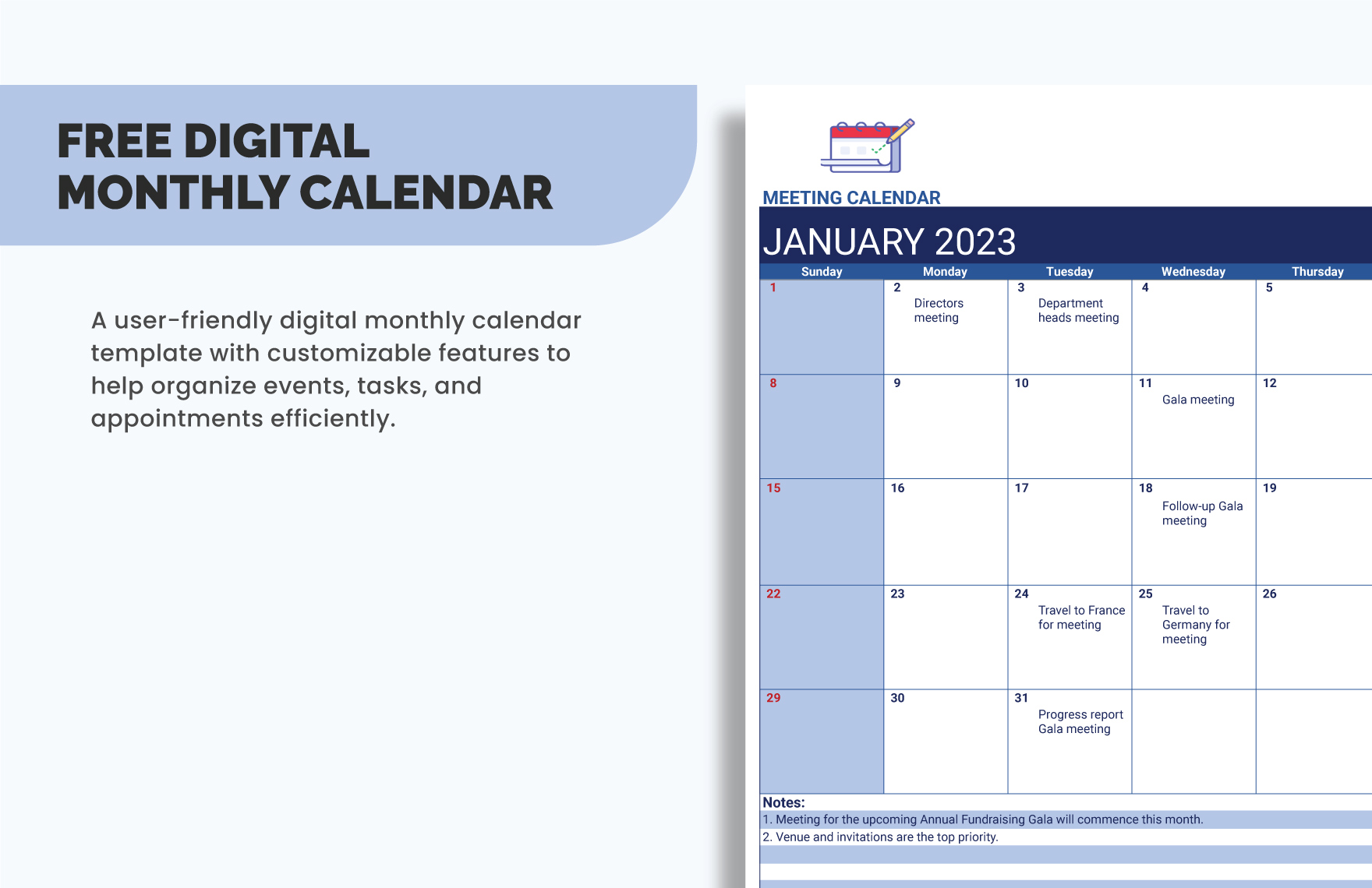 Digital Monthly Calendar In MS Excel Google Sheets Download
