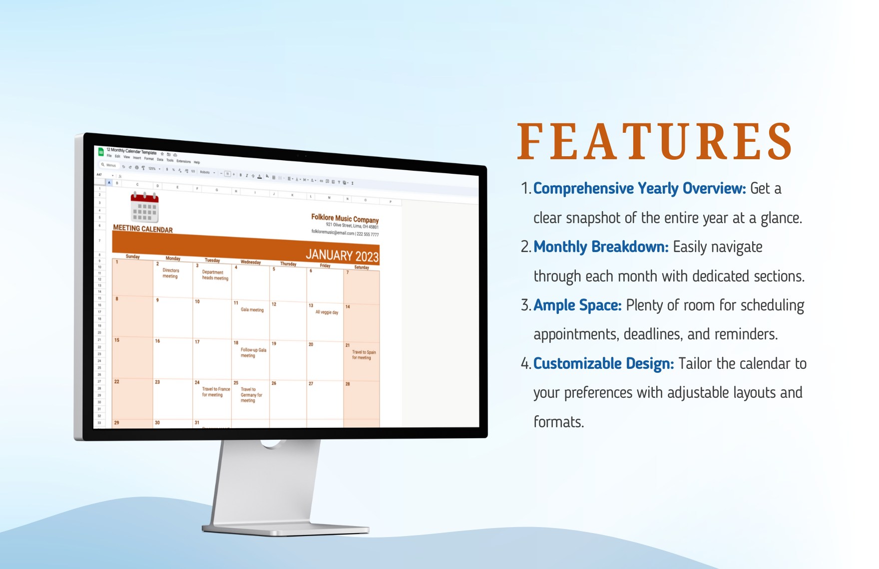 12 Monthly Calendar in Excel, Google Sheets - Download | Template.net
