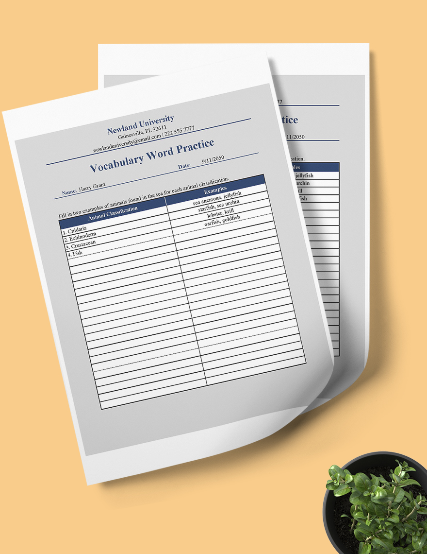 Vocabulary Worksheet Template - Google Docs, Word, Apple Pages, PDF ...