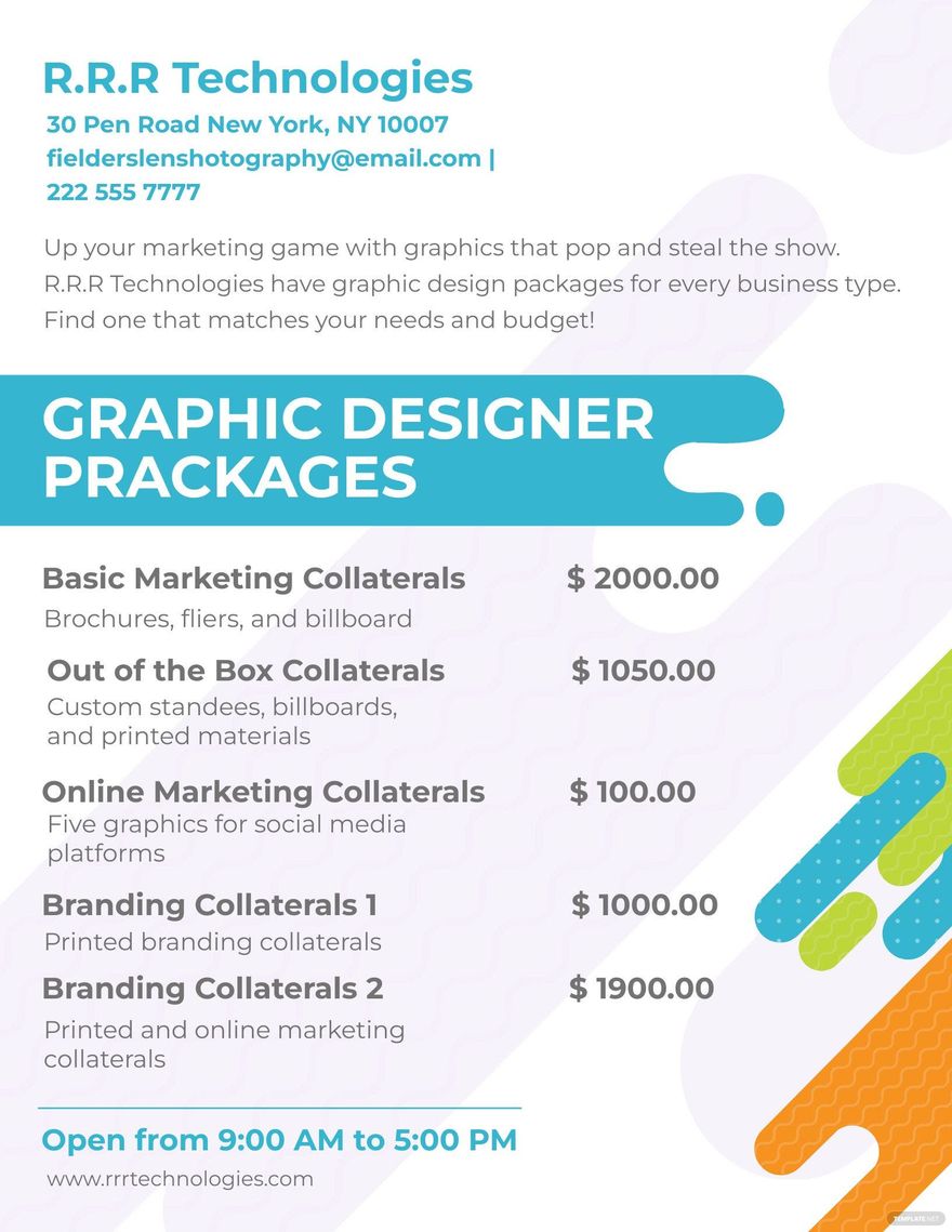 Free Modern JS Graphic Designer Price List Template Lupon gov ph