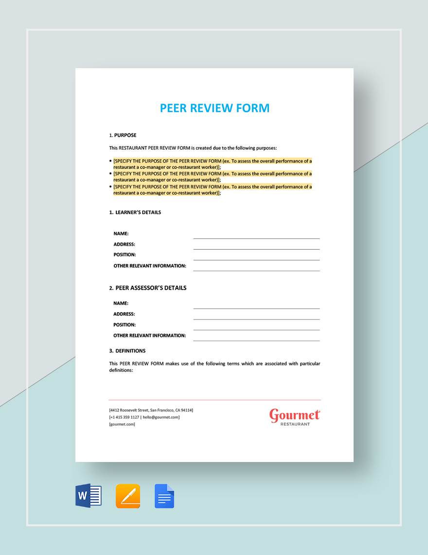 Peer Review Form Template In Word Pages Google Docs Download Peer Review Form Template In Word Pages Google Docs Download