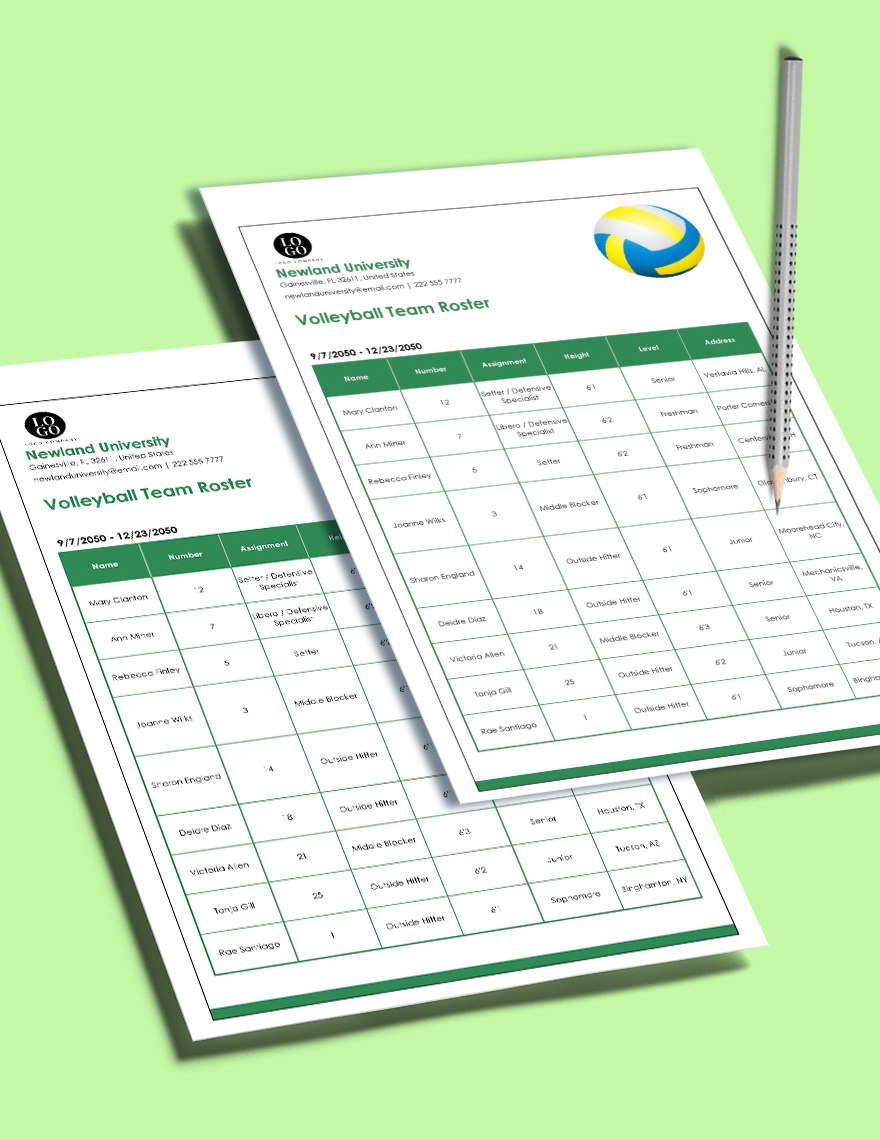 FREE Volleyball Roster Template Download In Excel Google Sheets 