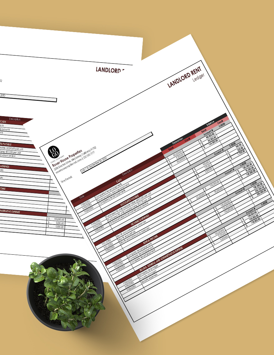 Free Landlord Rent Ledger Template Google Sheets Excel Template