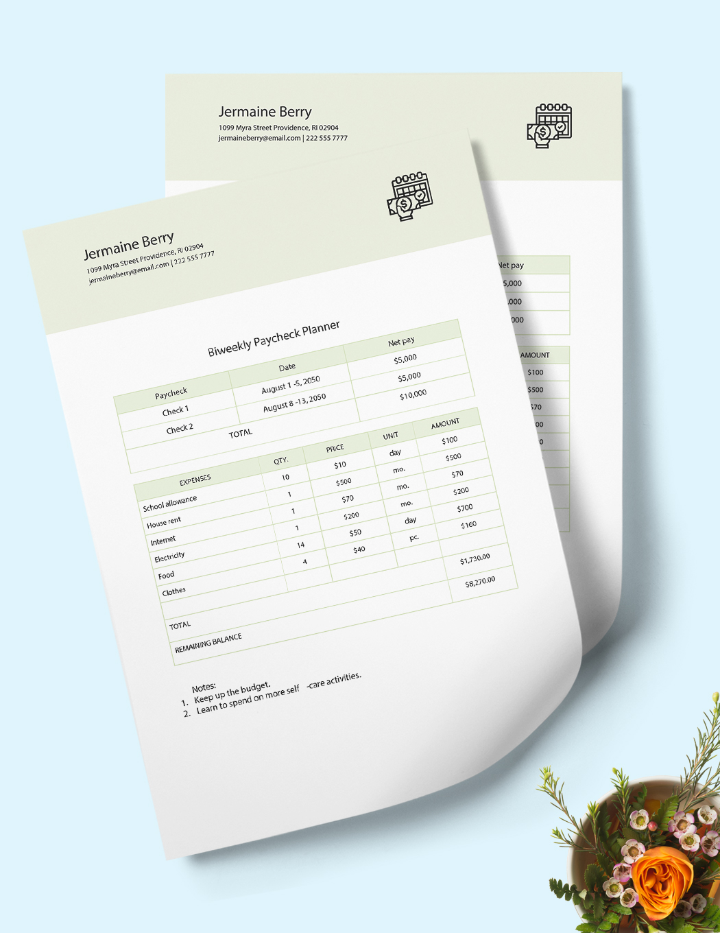 Free Bi weekly Paycheck Planner Template Google Docs Word Template