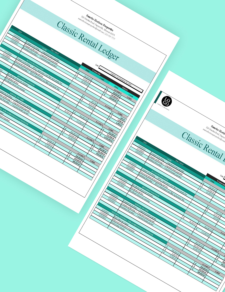 Free Classic Rental Ledger Template - Google Sheets, Excel | Template.net