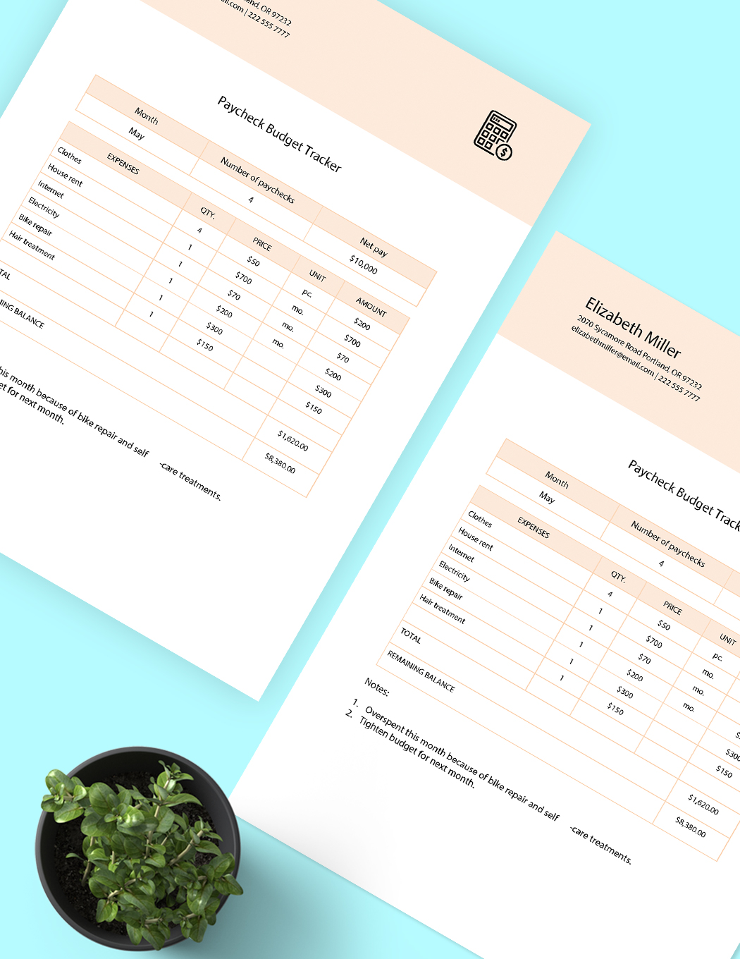 Paycheck Budget Tracker Template Google Docs Word Template