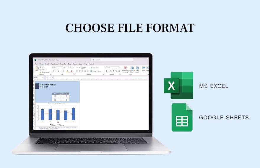 Global Market Share Dual Chart - Google Sheets, Excel | Template.net