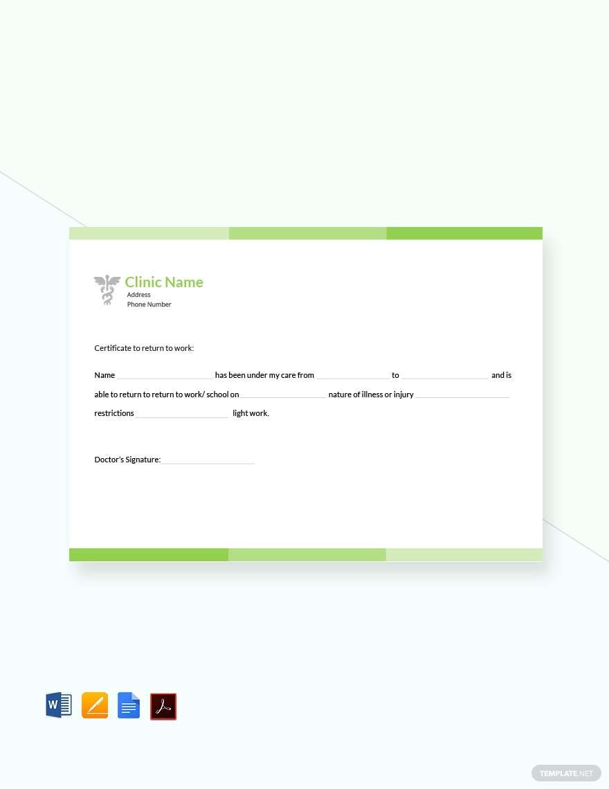 Simple Return To Work Doctors Note Template Download In Word Google 