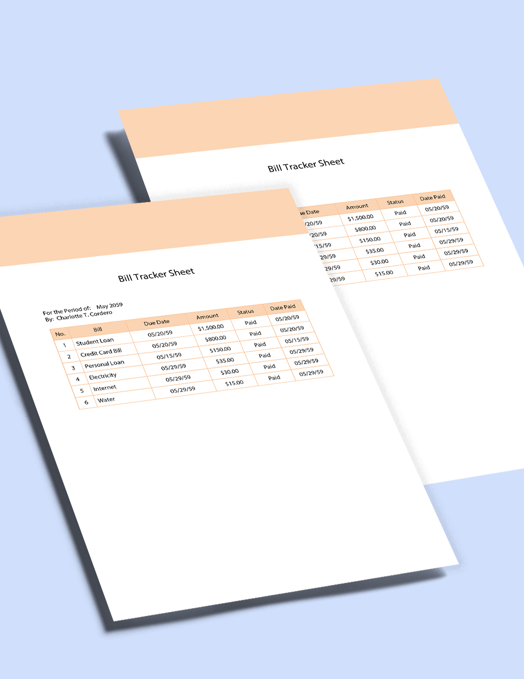 FREE Bill Tracker Word Template Download Template