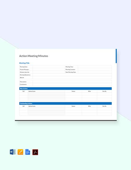 FREE Actions Meeting Minutes Template - PDF | Word | Apple Pages ...