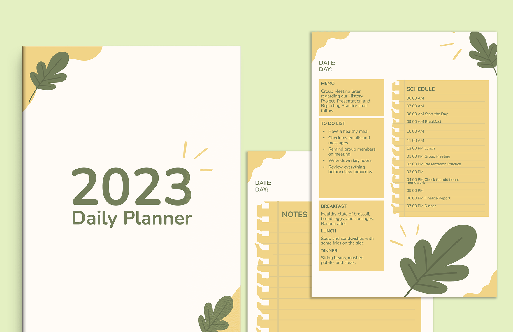 Free 2023 Dated Daily Planner Template Illustrator Word PDF 