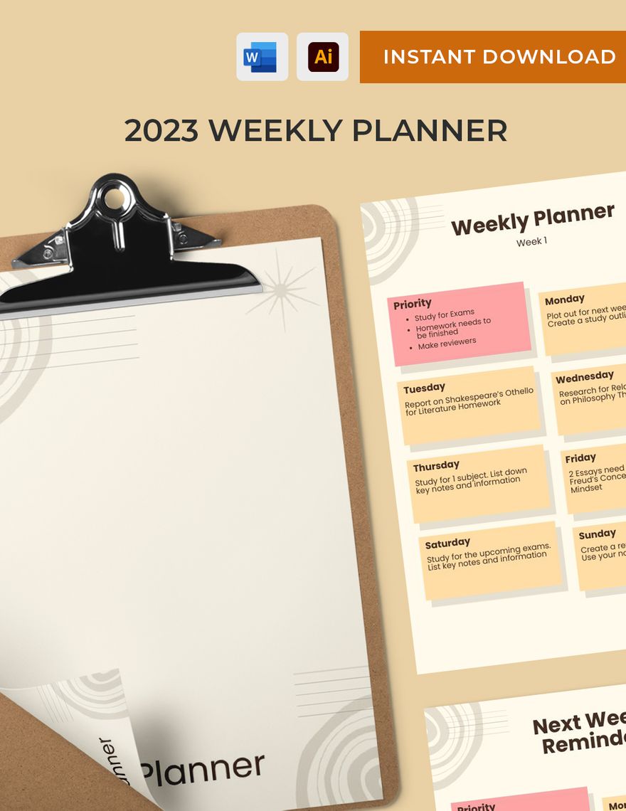 Weekly Planner Template 2023