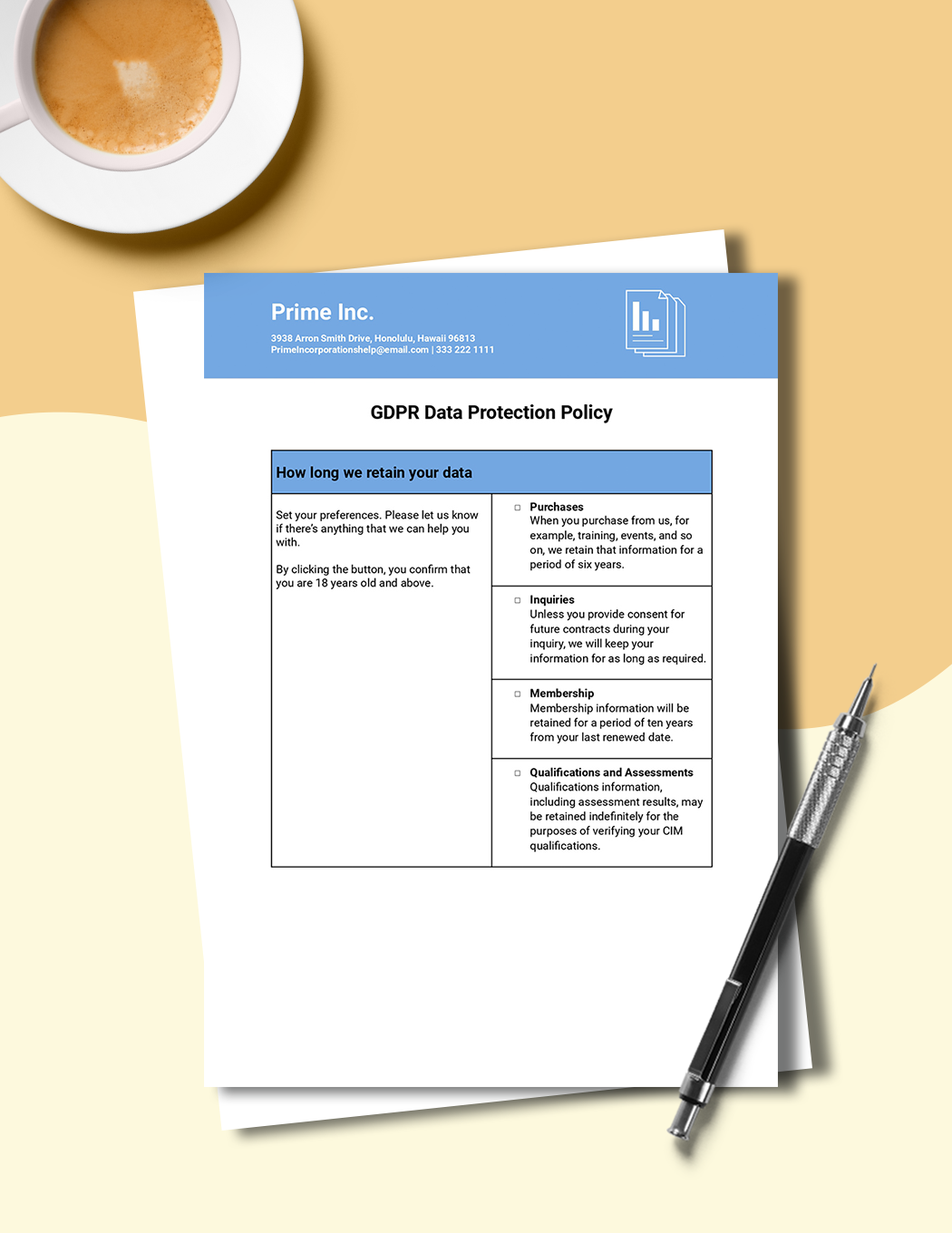 Free GDPR Data Protection Policy Download In Word Google Docs 
