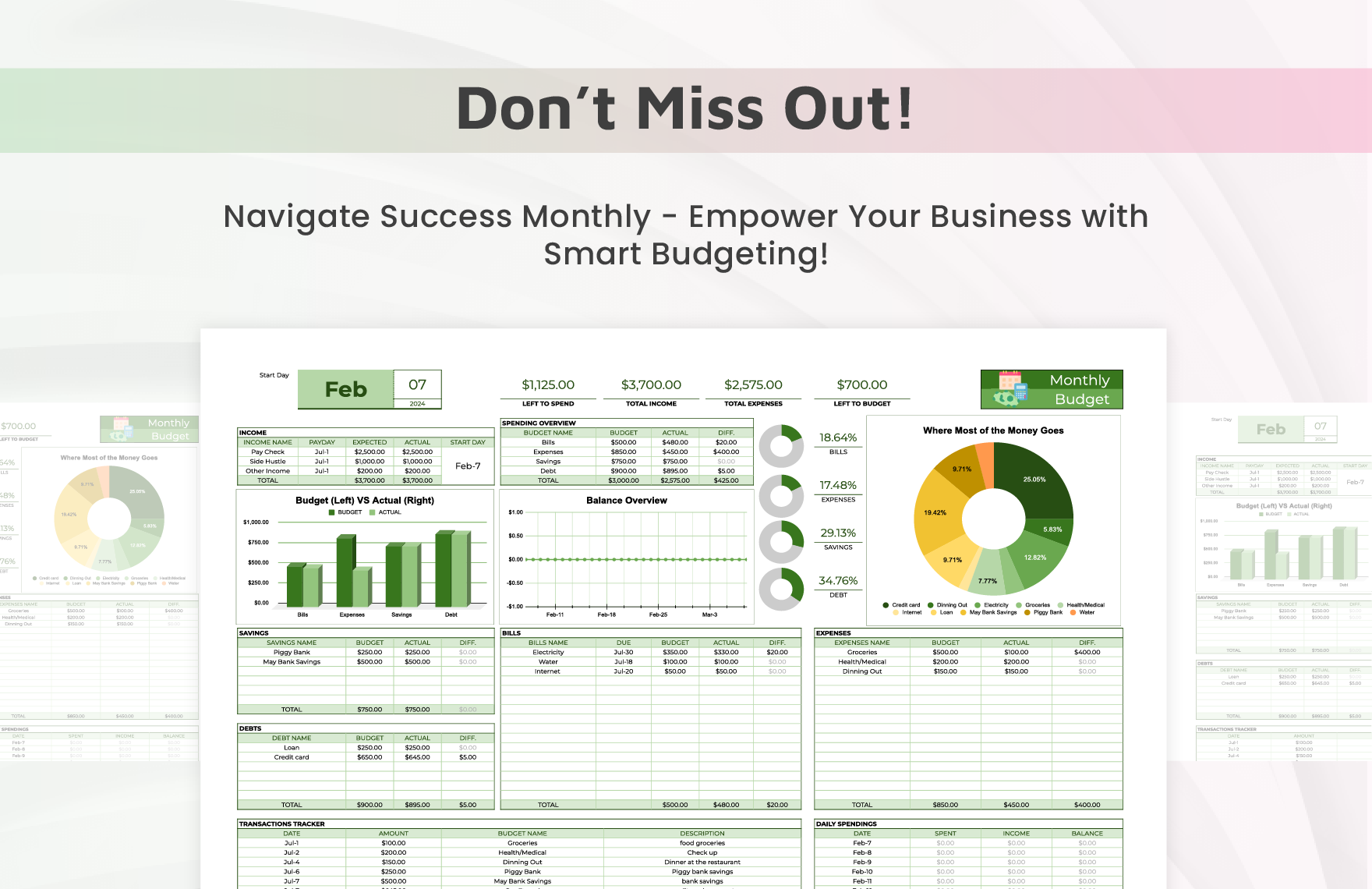 Business Monthly Budget Template in Google Sheets, MS Excel - Download