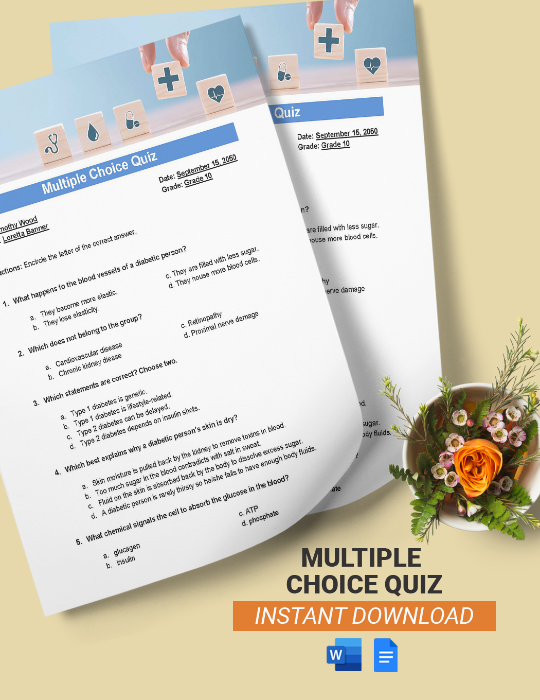 Multiple Choice Quiz Template Download In Word Google Docs