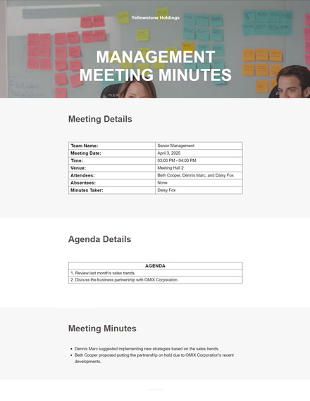 Simple Basic Meeting Minutes Template - Google Docs, Word, Apple Pages ...