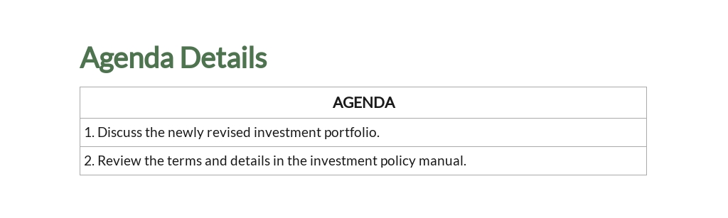 Investment Committee Meeting Minutes Template [Free PDF] - Google Docs ...