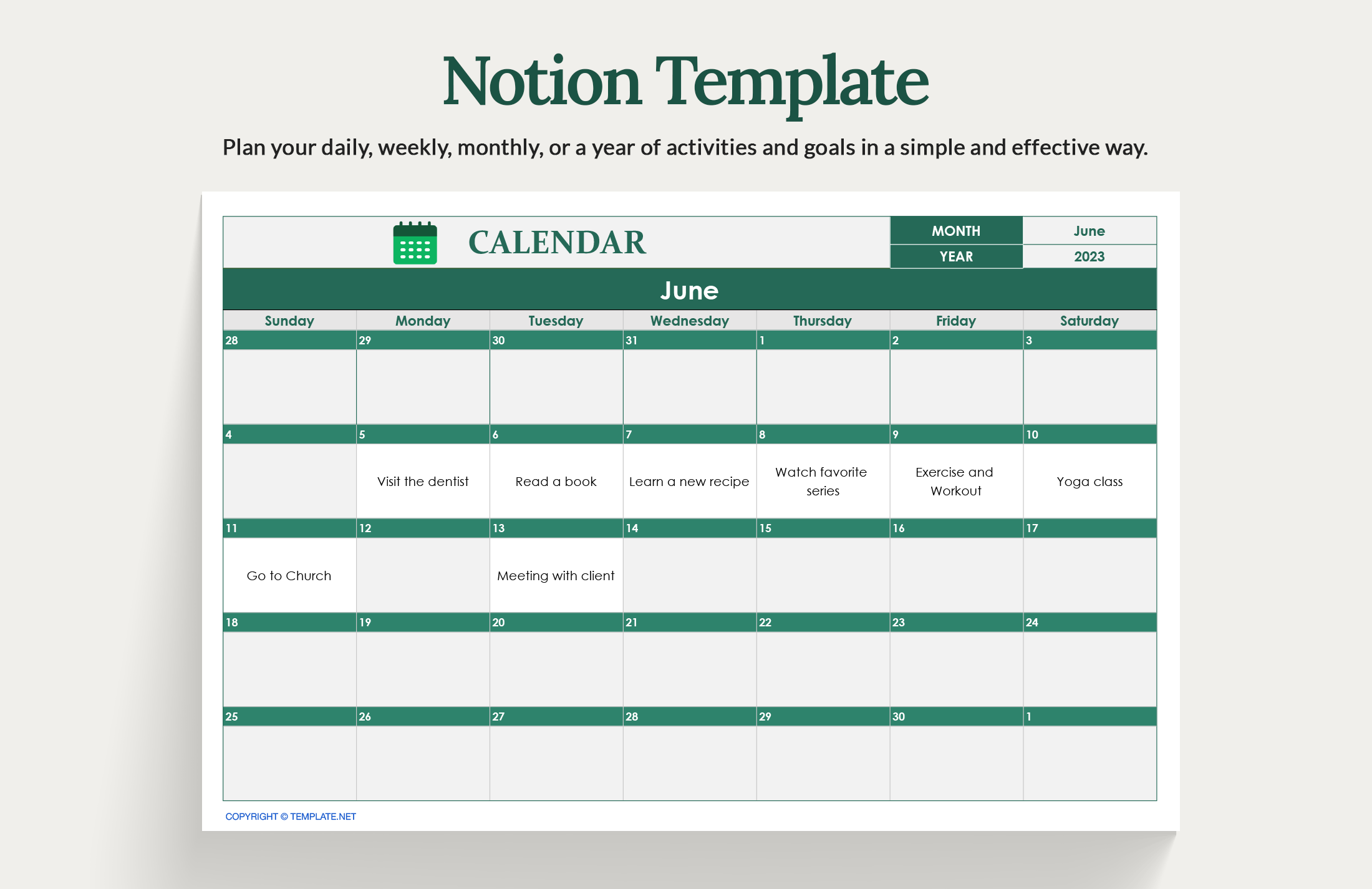 Notion Template Google Docs Google Sheets Excel Word Template