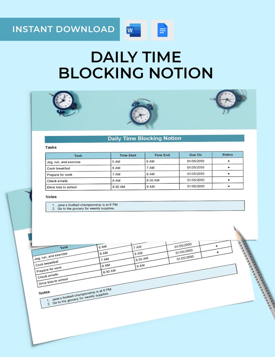 Free Daily Time Blocking Notion Template Download In Word Google 