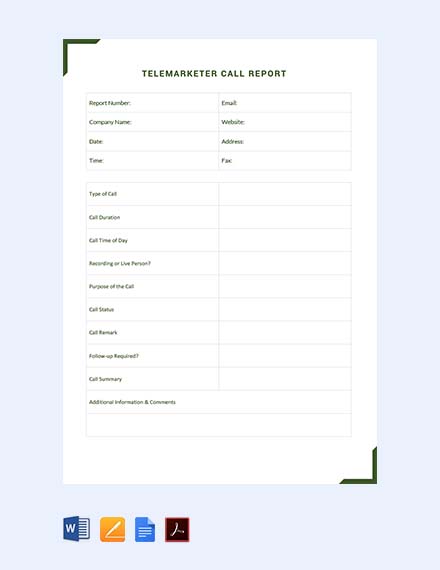 FREE Call Center Report Template - PDF | Word (DOC) | Apple (MAC) Pages