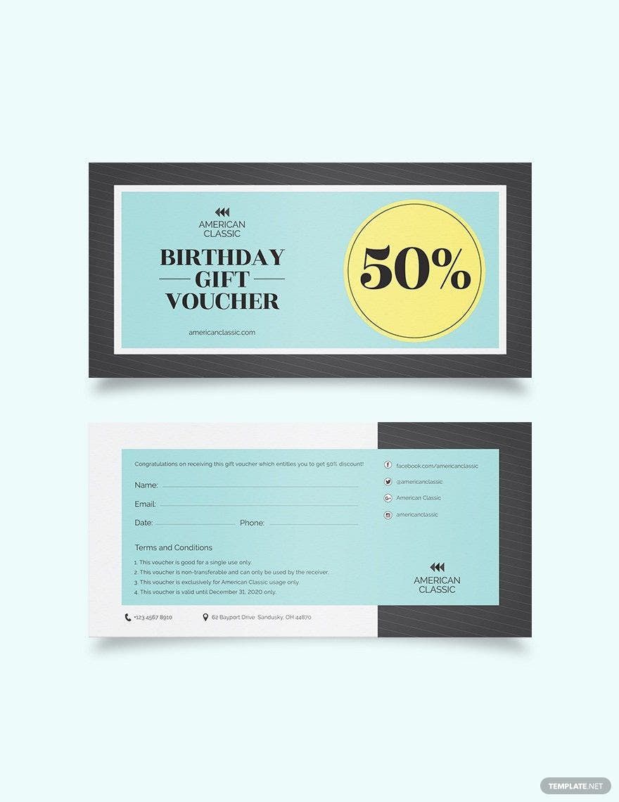FREE Birthday Voucher PDF Template Download Template