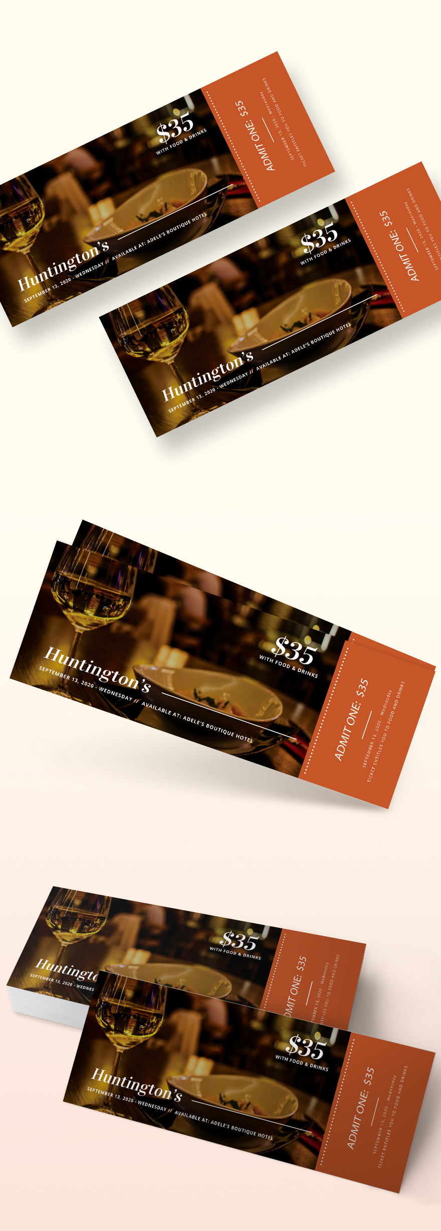 Dinner Ticket Template - Illustrator, InDesign, Word, Apple Pages, PSD ...