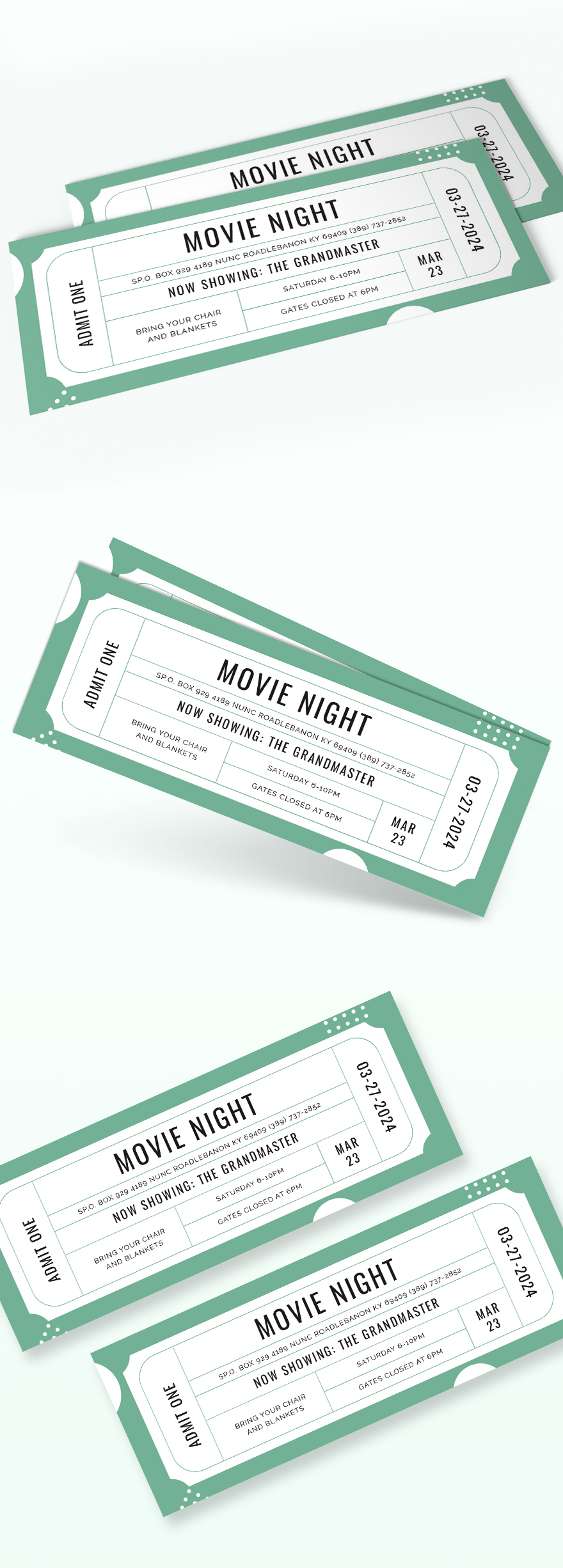Simple Movie Ticket Template - Illustrator, Word, Apple Pages, PSD, PDF ...