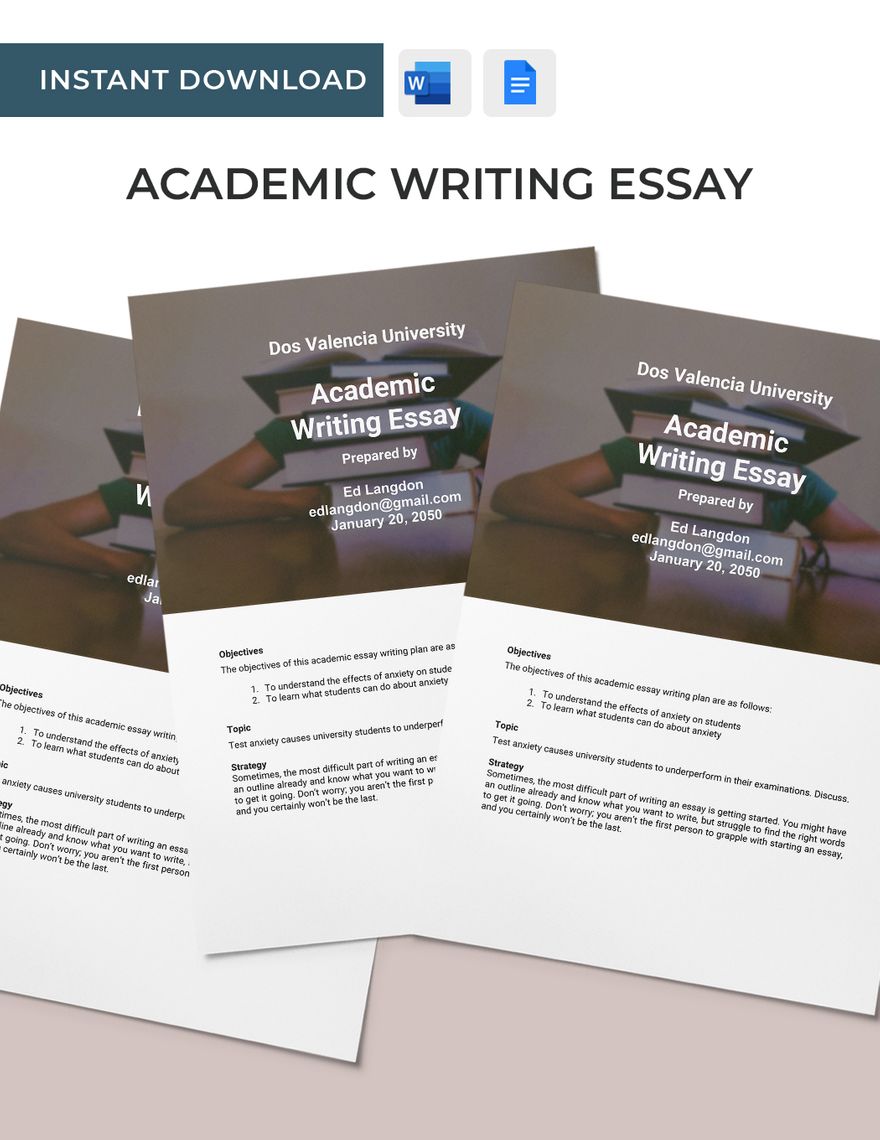 Academic Writing Essay Template Google Docs Word PDF Template
