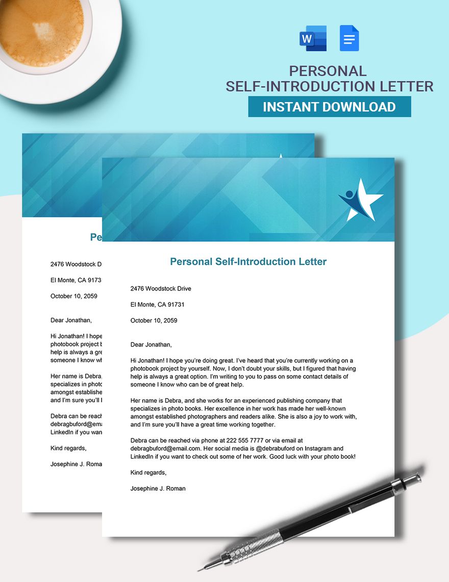 Free Personal Self Introduction Letter Download In Word Google Docs 
