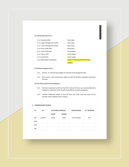 Employee Compensation Package Example