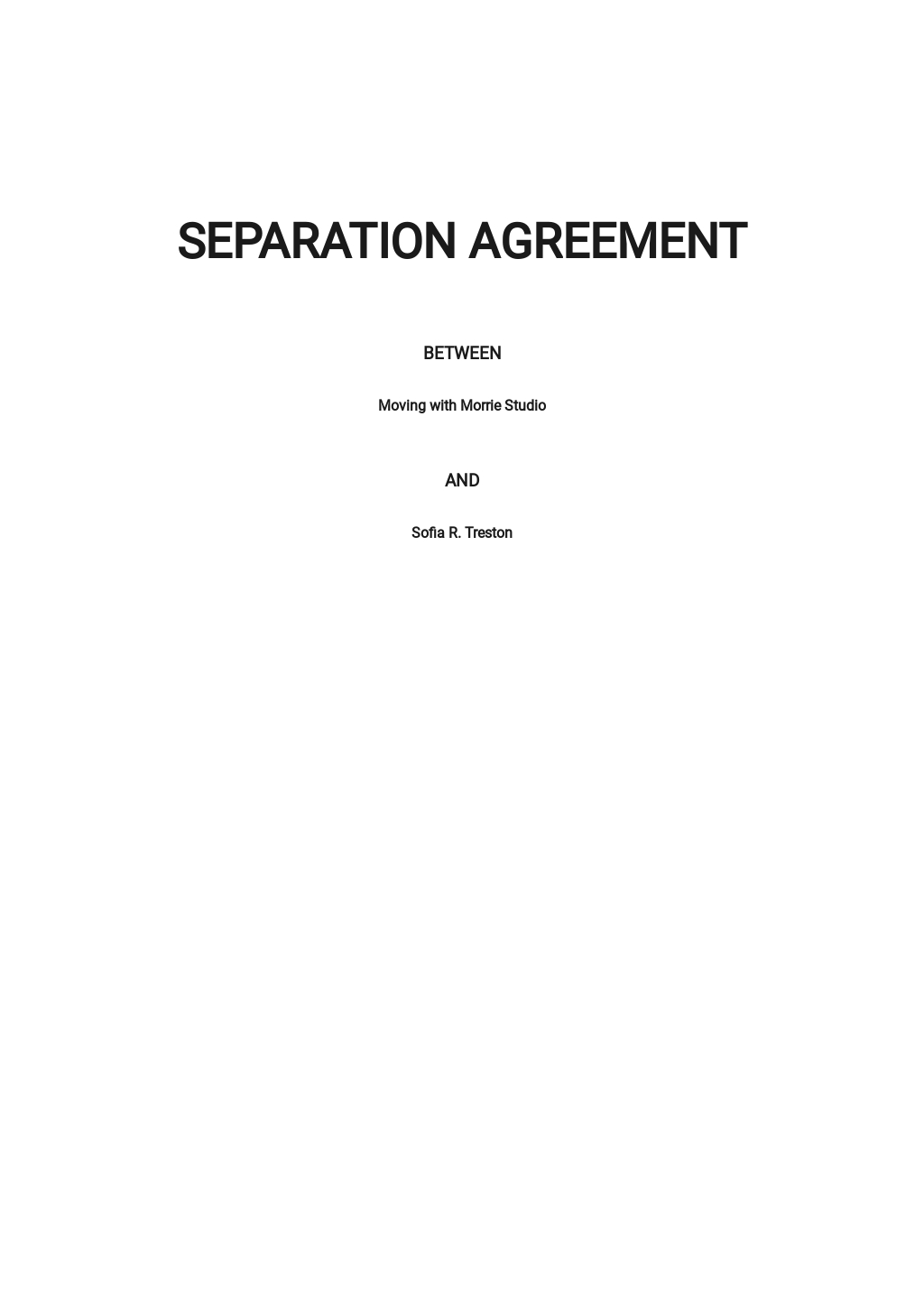 Separation Agreement Template