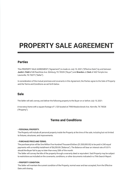 14 Property Agreement Templates Free Downloads Template