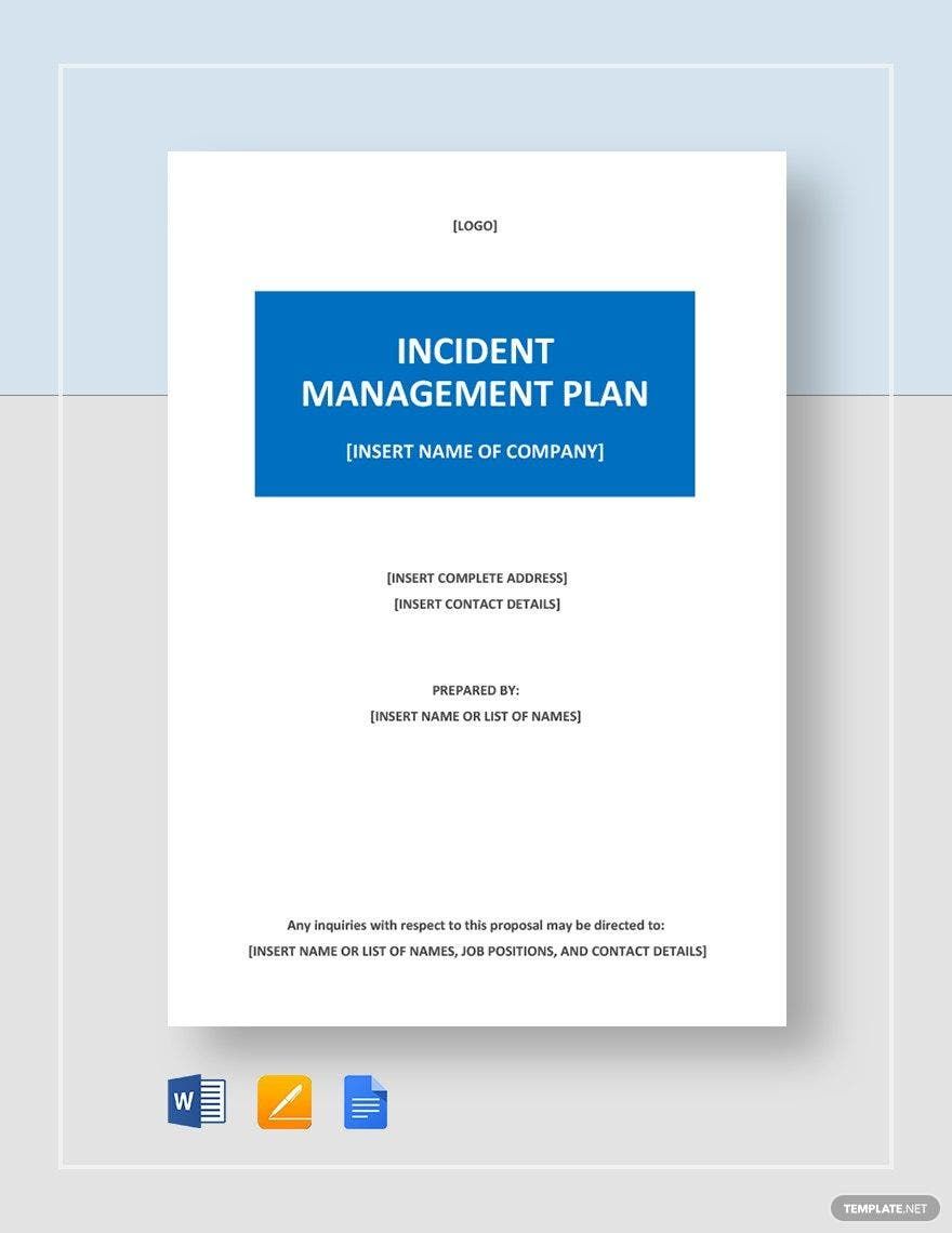 Incident Management Plan Template Google Docs Word Apple Pages 