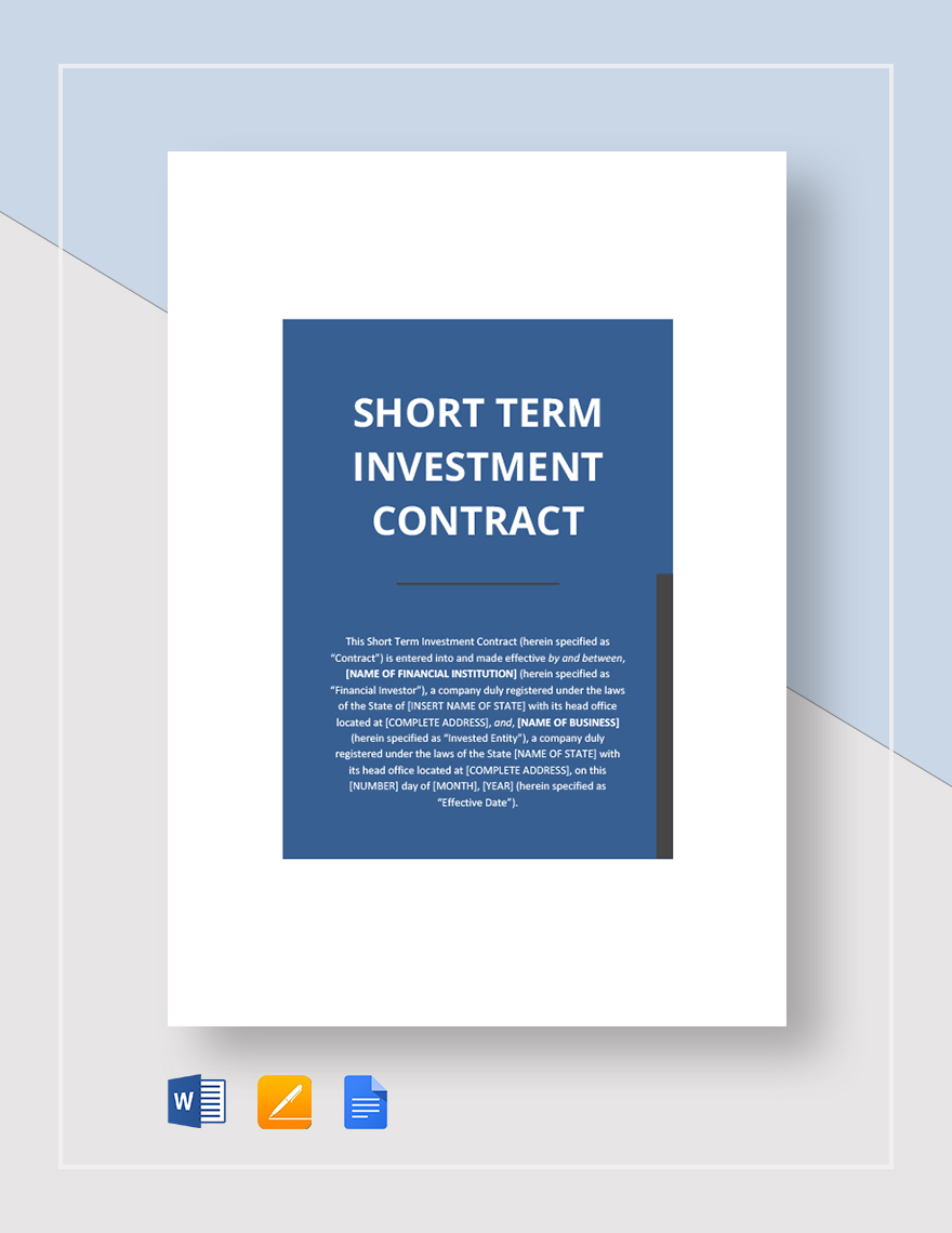 Short Term Investment Contract Template Google Docs Word Apple Pages Template short-term-investment-contract-template-google-docs-word-apple-pages-template