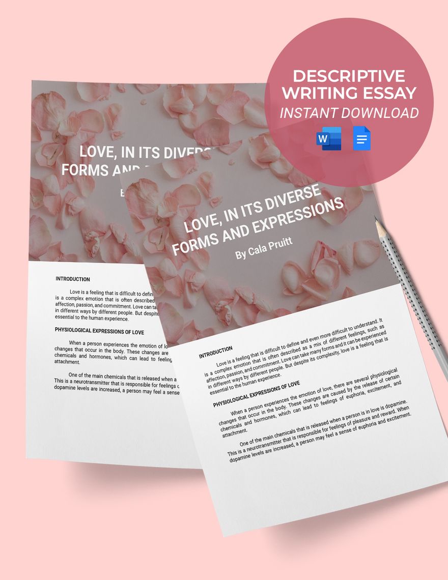 Descriptive Writing Essay Template Download In Word Google Docs Template