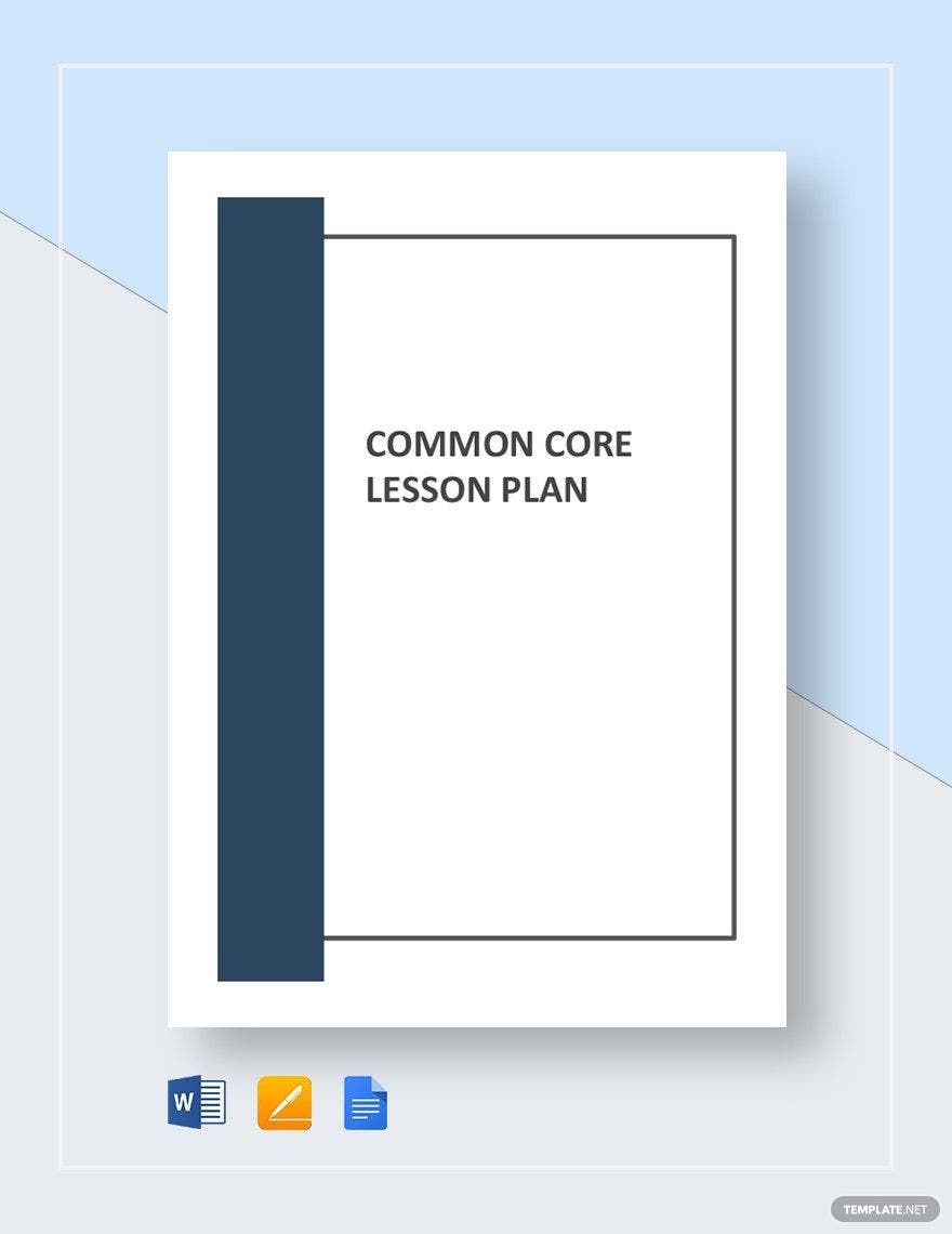 Common Core Lesson Plan Template Google Docs Word Apple Pages 