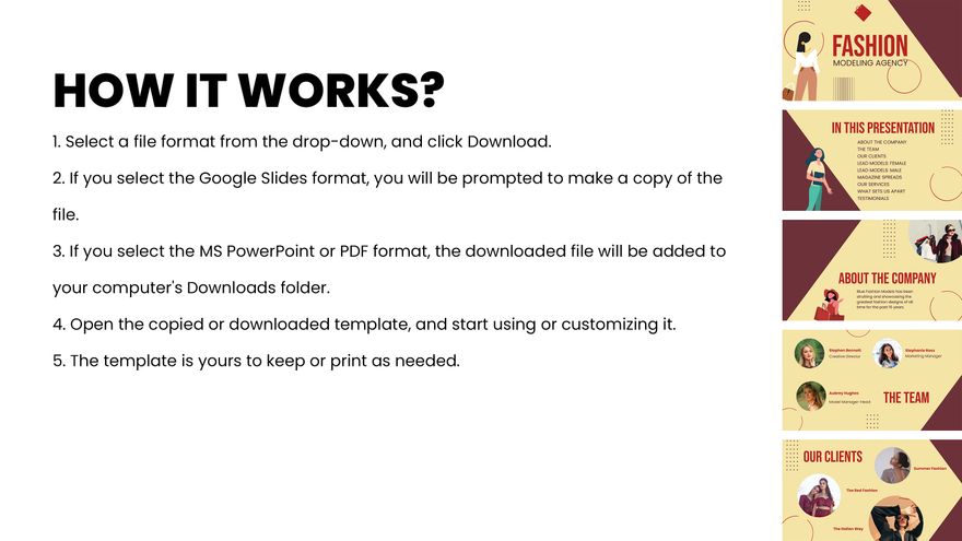 Fashion Modeling Agency Presentation - Google Slides, PowerPoint, PDF ...
