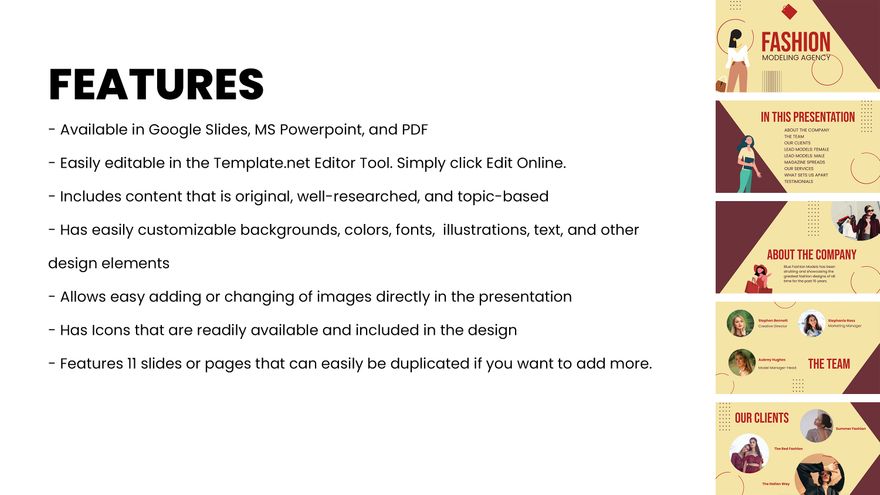 Fashion Modeling Agency Presentation - Google Slides, PowerPoint, PDF ...