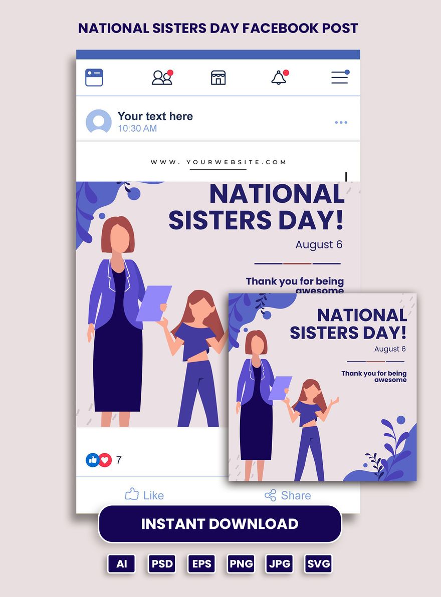 Sisters Day Quote Facebook Post Template - Edit Online & Download Example | Template.net