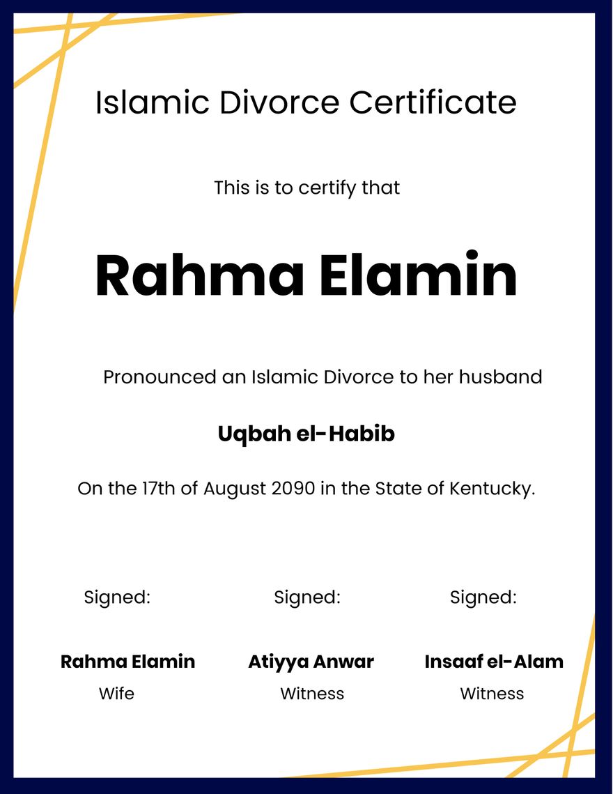Printable Divorce Certificate