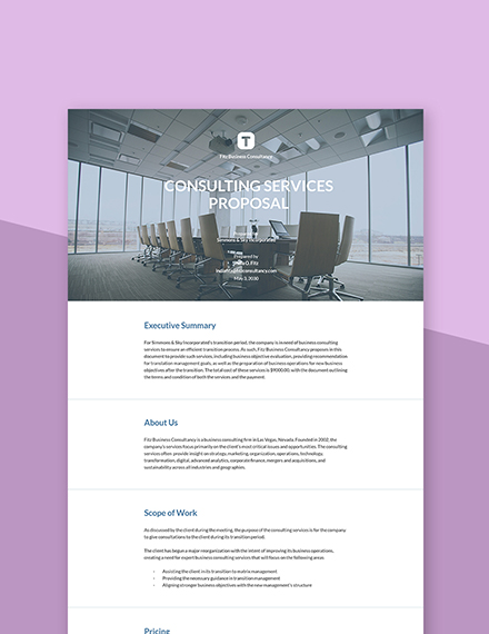 Free Consulting Proposal Template - Download In Word, Google Docs, Pdf