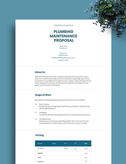 Free Maintenance Proposal Template - Word | Template.net