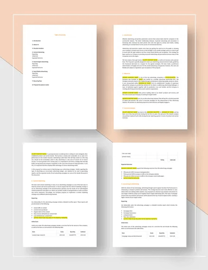 Advertising Proposal Template - Word, Google Docs, Apple Pages ...